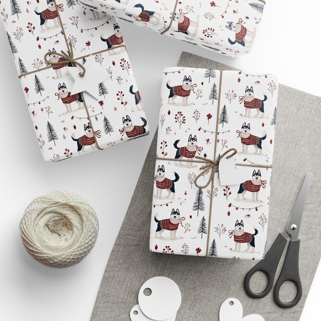 Siberian Husky Christmas Wrapping Paper: Holiday Dog Lover Gift Wrap - Etsy
