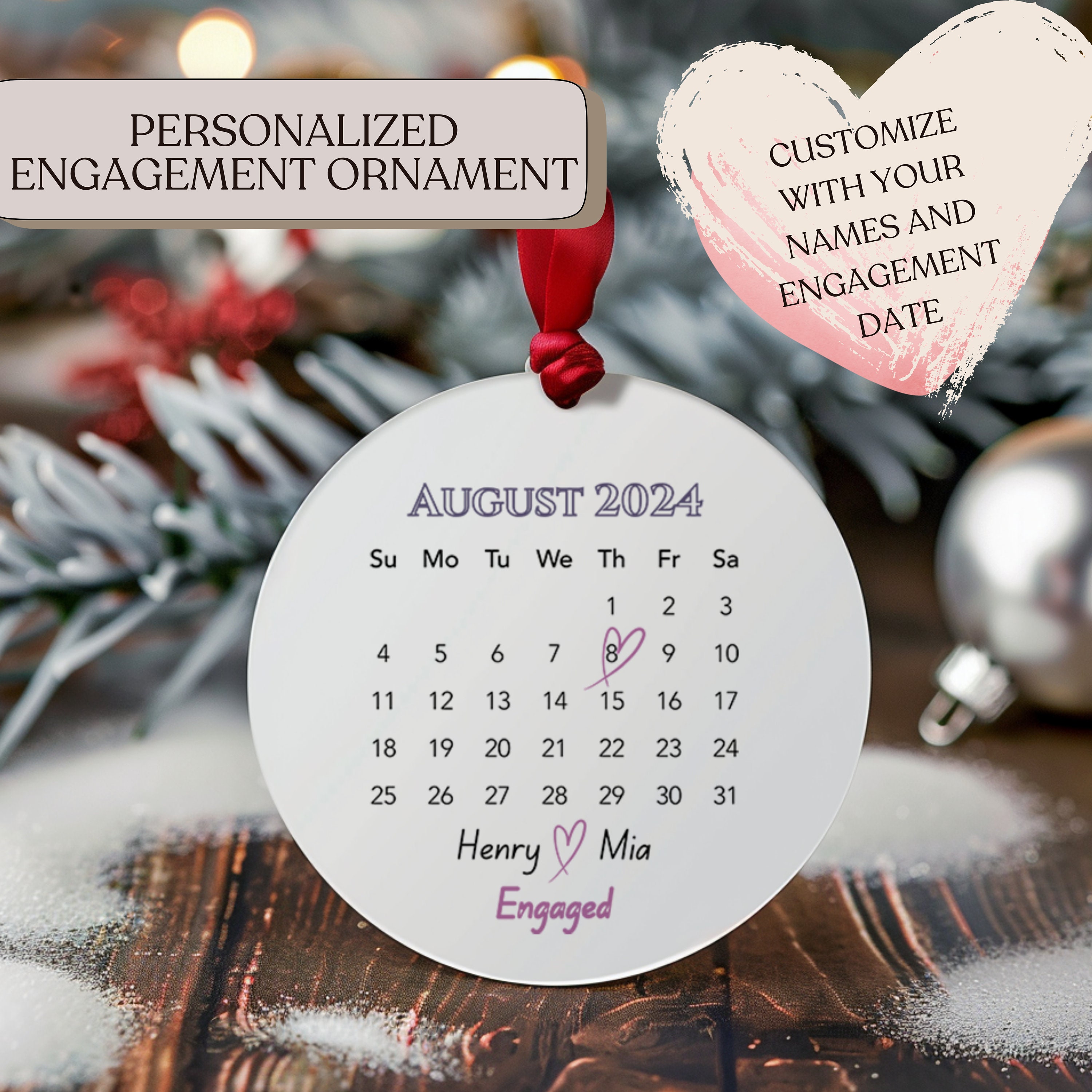 Personalized Engagement Ornament Custom Christmas Ornament High-quality ...