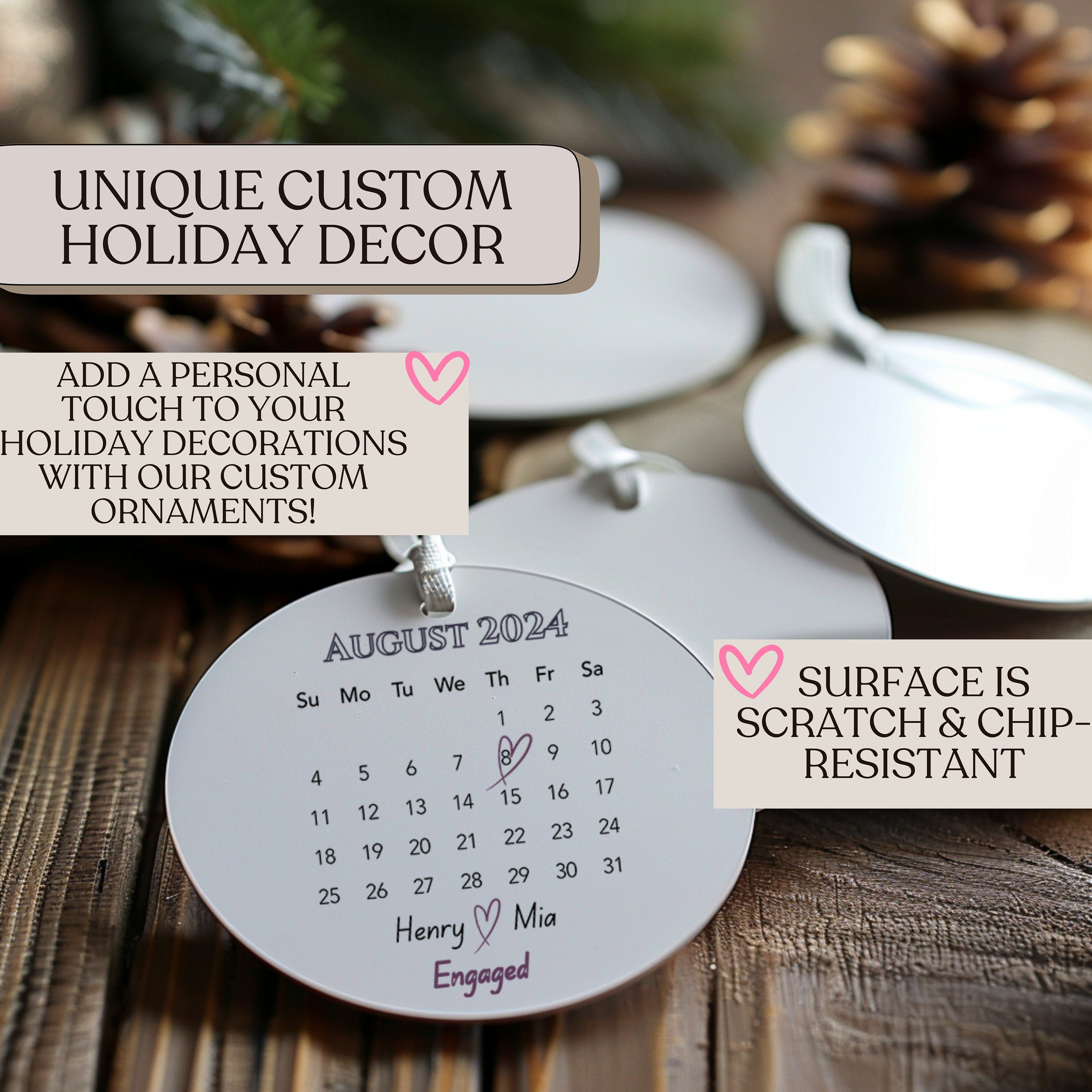 Personalized Engagement Ornament Custom Christmas Ornament High-quality ...