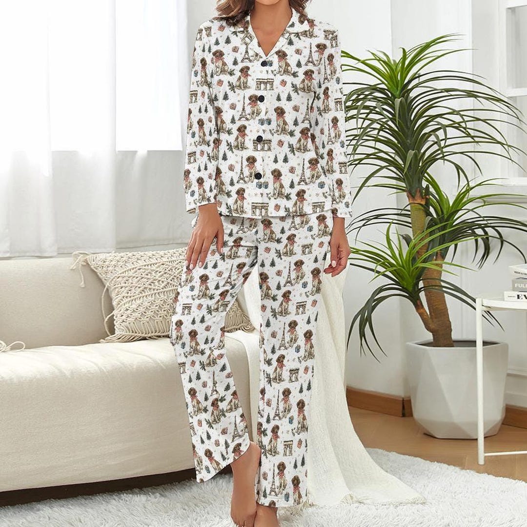 German Shorthaired Pointer Paris Christmas Pajamas – GSP Dog Pjs With ...