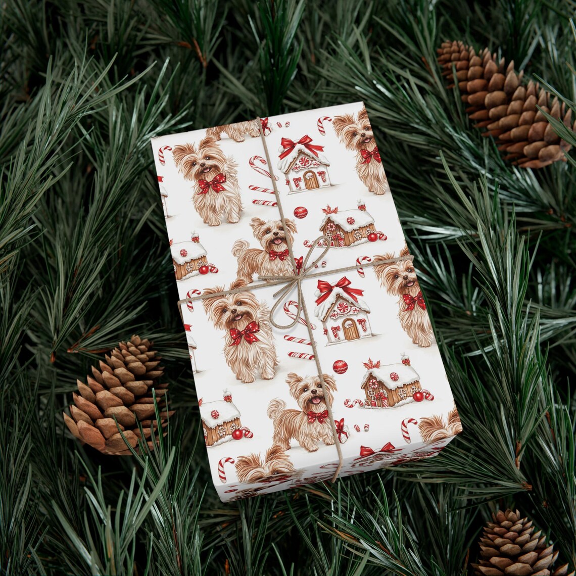 Yorkie Christmas Wrapping Paper - Cute Holiday Gift Wrap With Yorkie ...