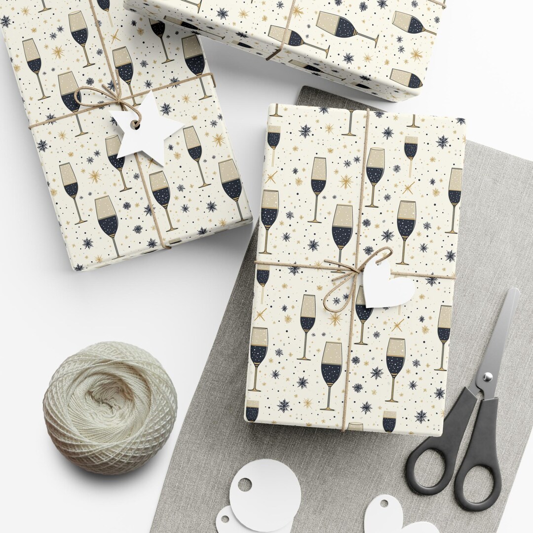 Wrapping Paper, Champagne Gift Wrap, New Year's Wrapping Paper, Luxury ...