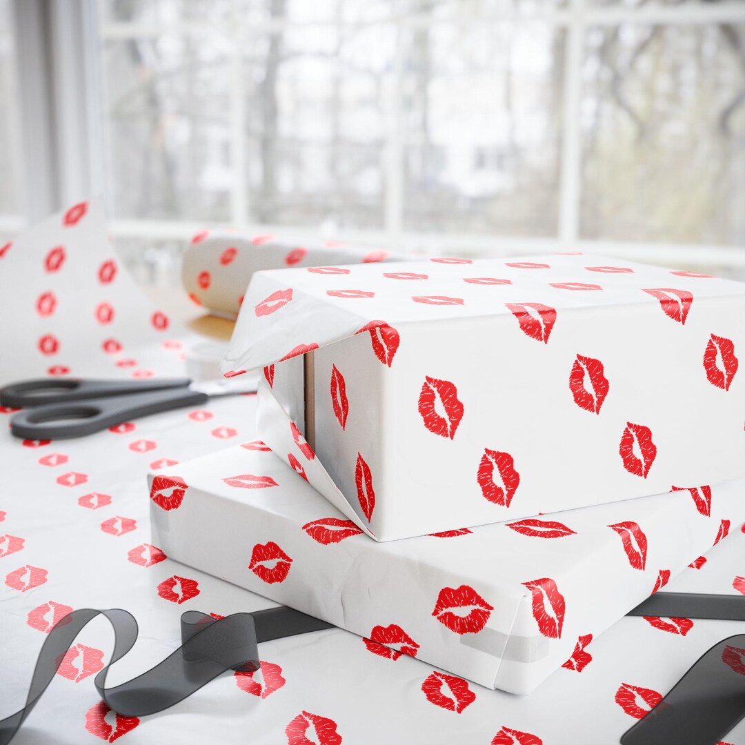 Wrapping Paper, Red Lips Kiss Design - Perfect for Gift Wrapping ...