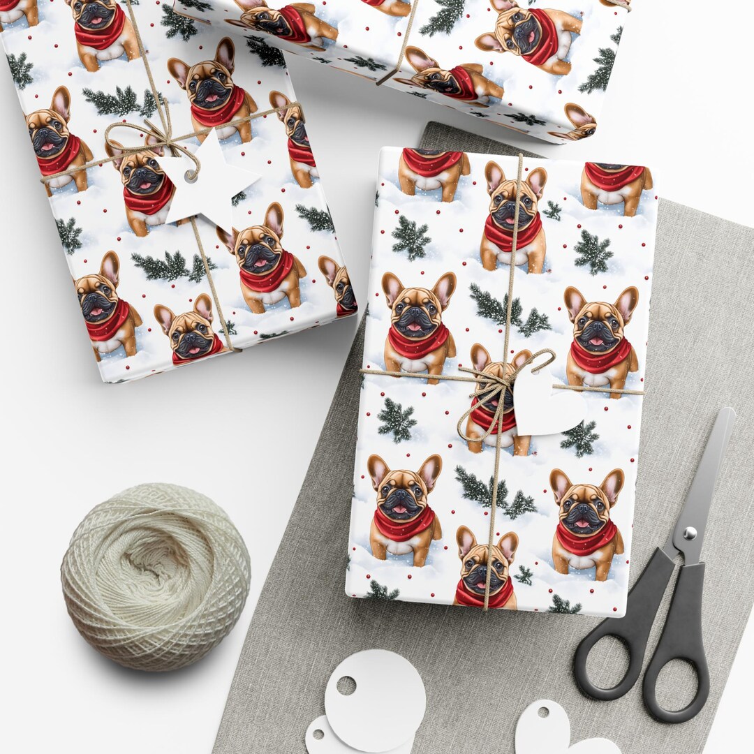 Gift Wrap Papers French Bulldog Christmas Pattern, Holiday Gift ...