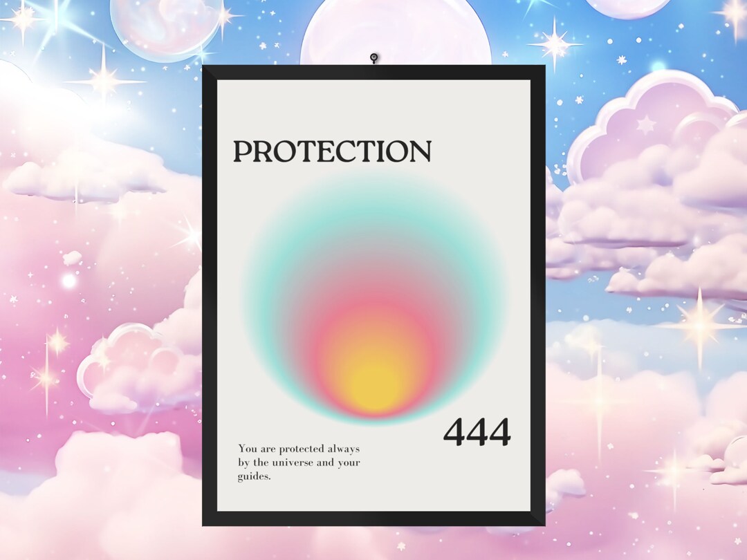 444 Angel Numbers Print Aura Poster Spiritual Wall Art Gradient Print ...