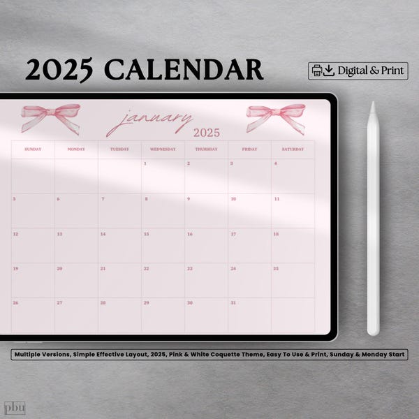 2025 Pink Calendar - Etsy