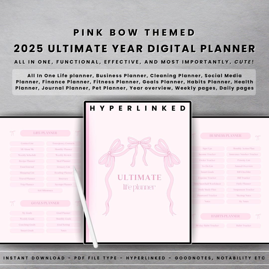 Ultimate Year Digital Planner, 2025 Planner, 2025 Coquette Monthly ...