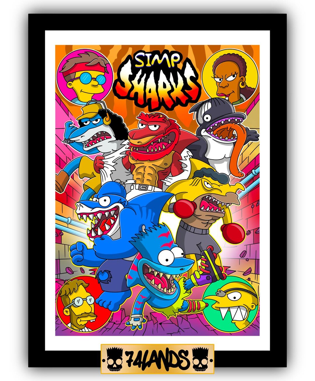Simp Sharks Art Print - Simpsons Art Print by 74lands - Limited Edition ...
