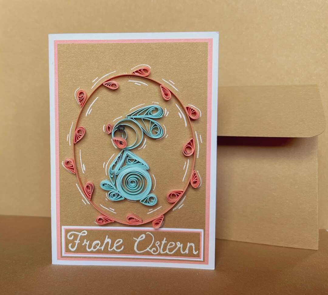 Osterkarte Mit Osterhasen, Frohe Ostern, Quilling Karte, Minikarte A7 - Etsy UK