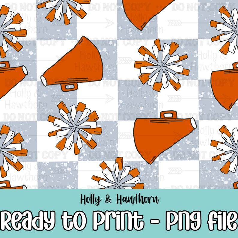 Cheer Poms and Megaphone on Check, Team Sport, Cheerleader PNG File ...