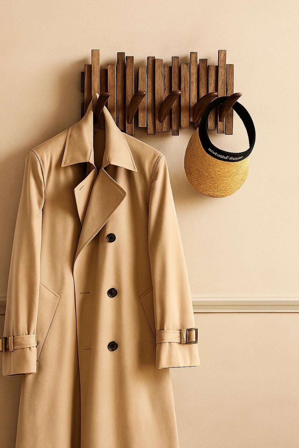Acacia Wood Piano Coat Rack: Flip-down Hooks, Modern Wall Art - Etsy