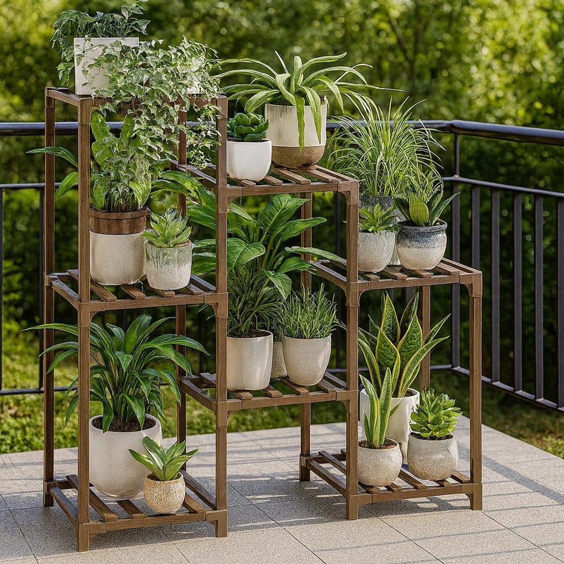 3-tier Wood Plant Stand: Indoor Outdoor Ladder Shelf - Etsy