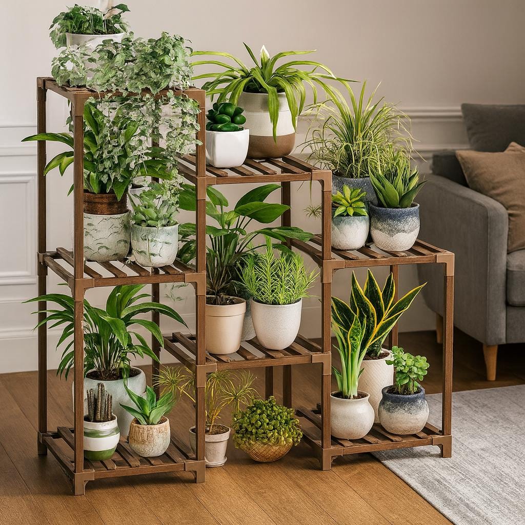 3-tier Wood Plant Stand: Indoor Outdoor Ladder Shelf - Etsy