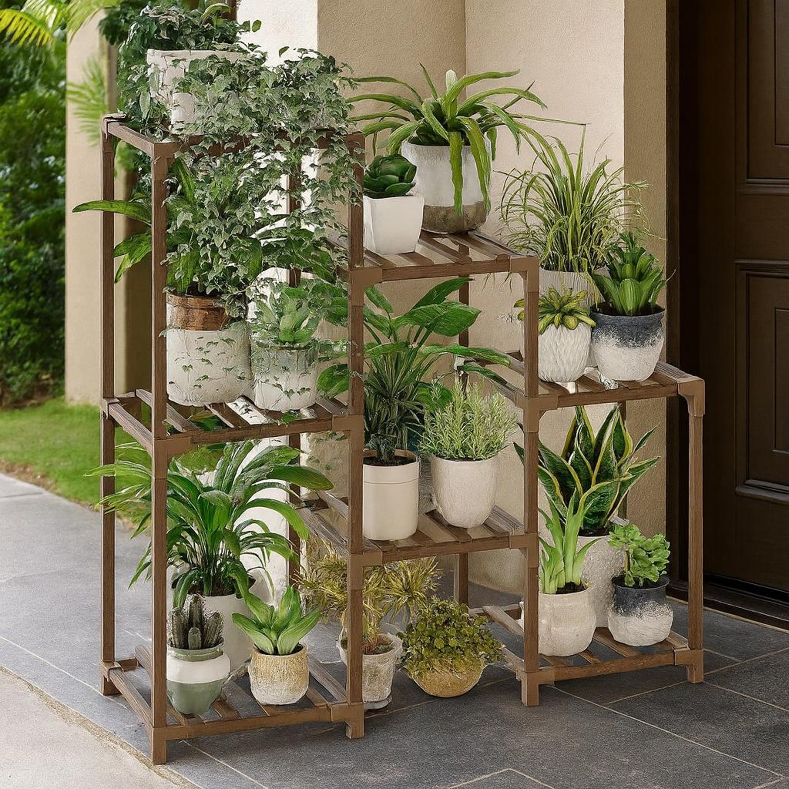 3-tier Wood Plant Stand: Indoor Outdoor Ladder Shelf - Etsy
