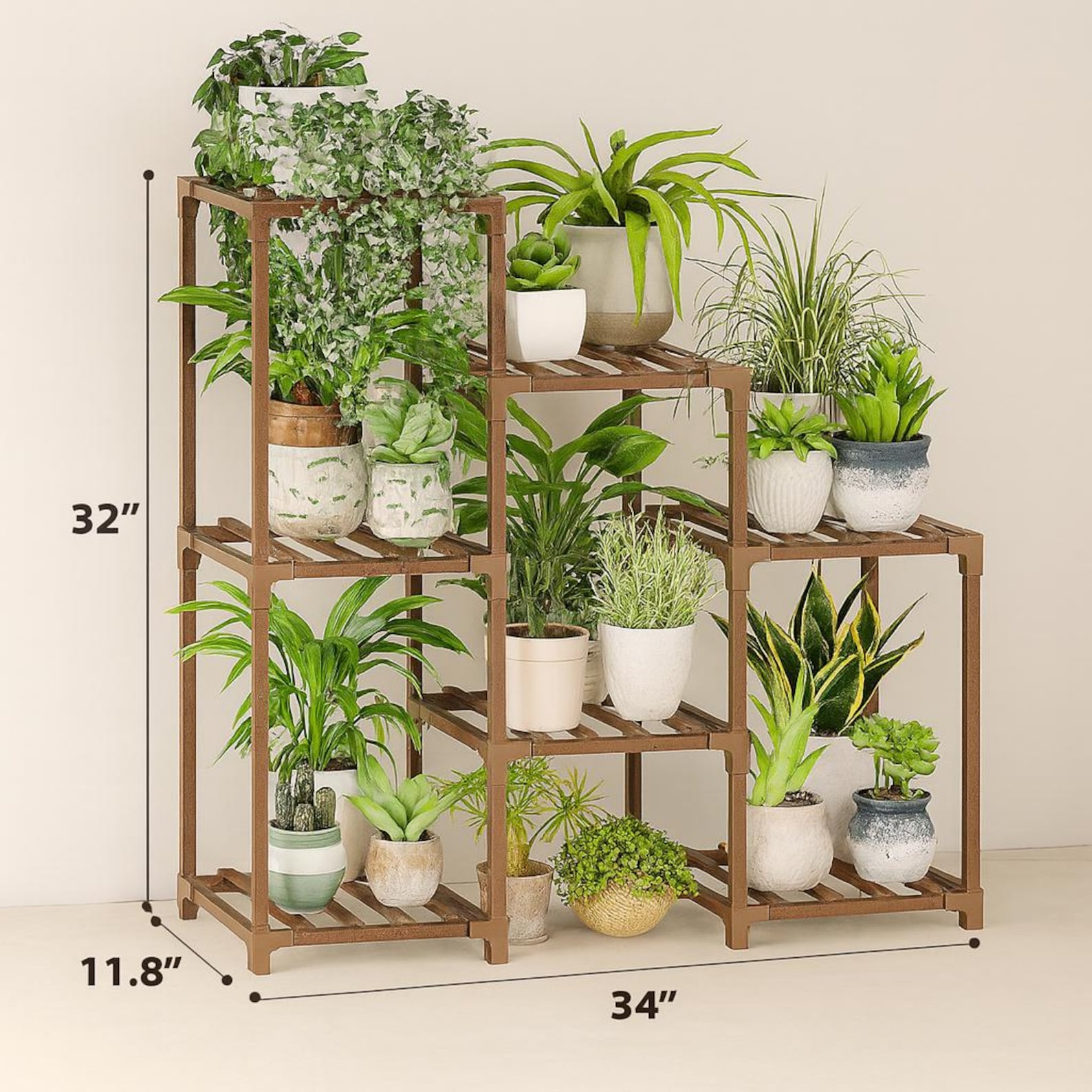 3-tier Wood Plant Stand: Indoor Outdoor Ladder Shelf - Etsy