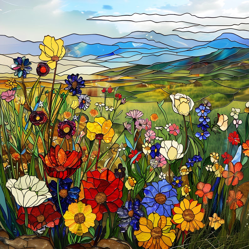 Stained Glass Wildflowers - Etsy