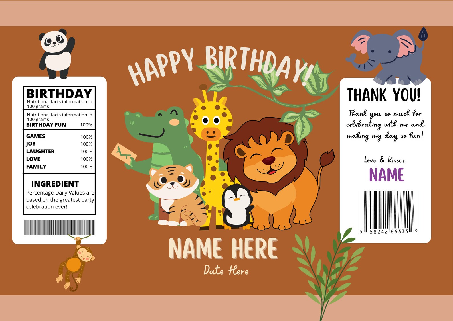 20 EDITABLE Chip Bag Design Template Birthday Chip Bag Canva Template ...