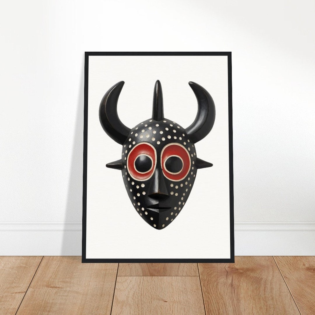 Contemporary African Mask Art Print, Wooden Frame Wall Decor, Unique ...