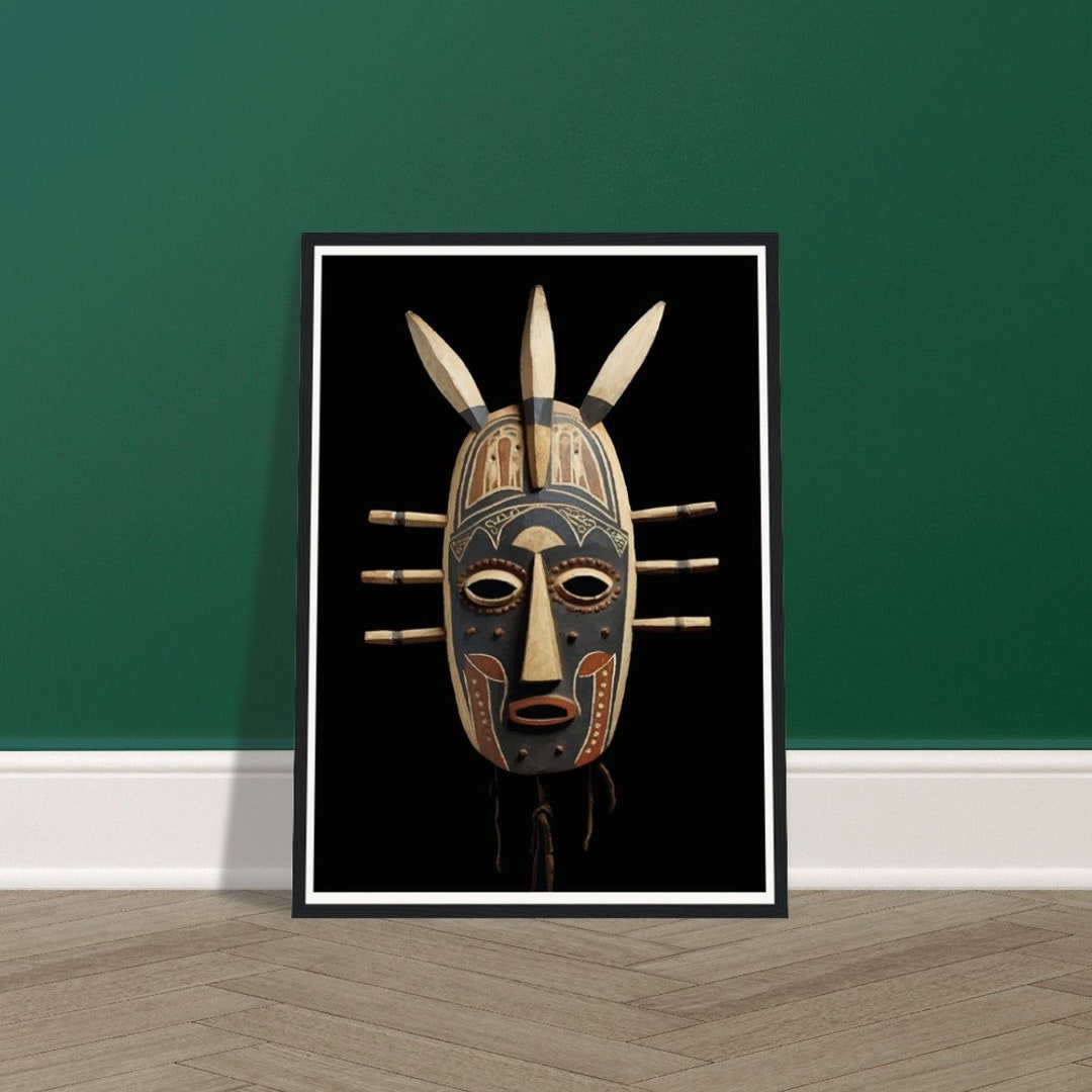 Contemporary African Mask Art Print, Wooden Frame Wall Decor, Unique ...