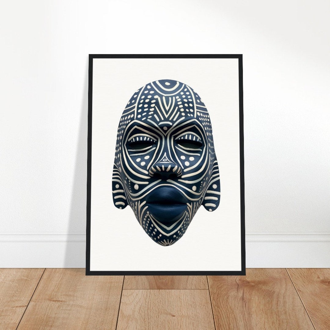 Contemporary African Mask Art Print, Wooden Frame Wall Decor, Unique ...