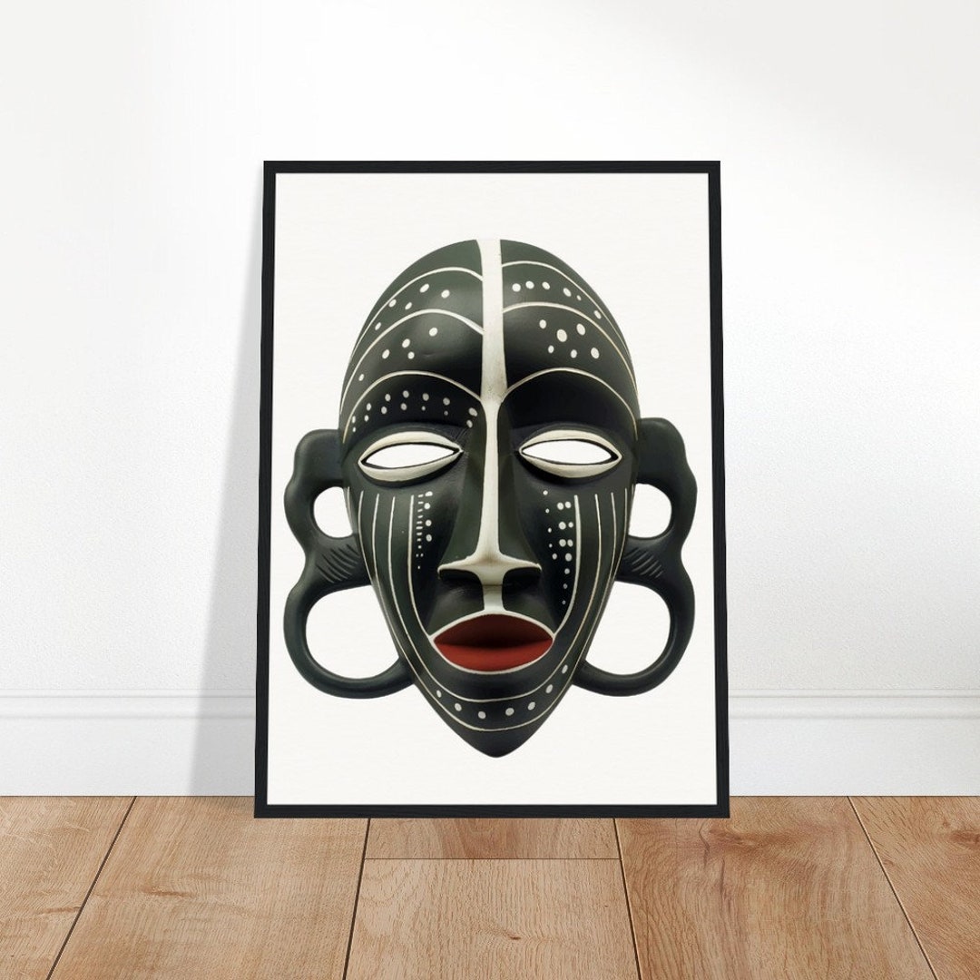 Contemporary African Mask Art Print, Wooden Frame Wall Decor, Unique ...