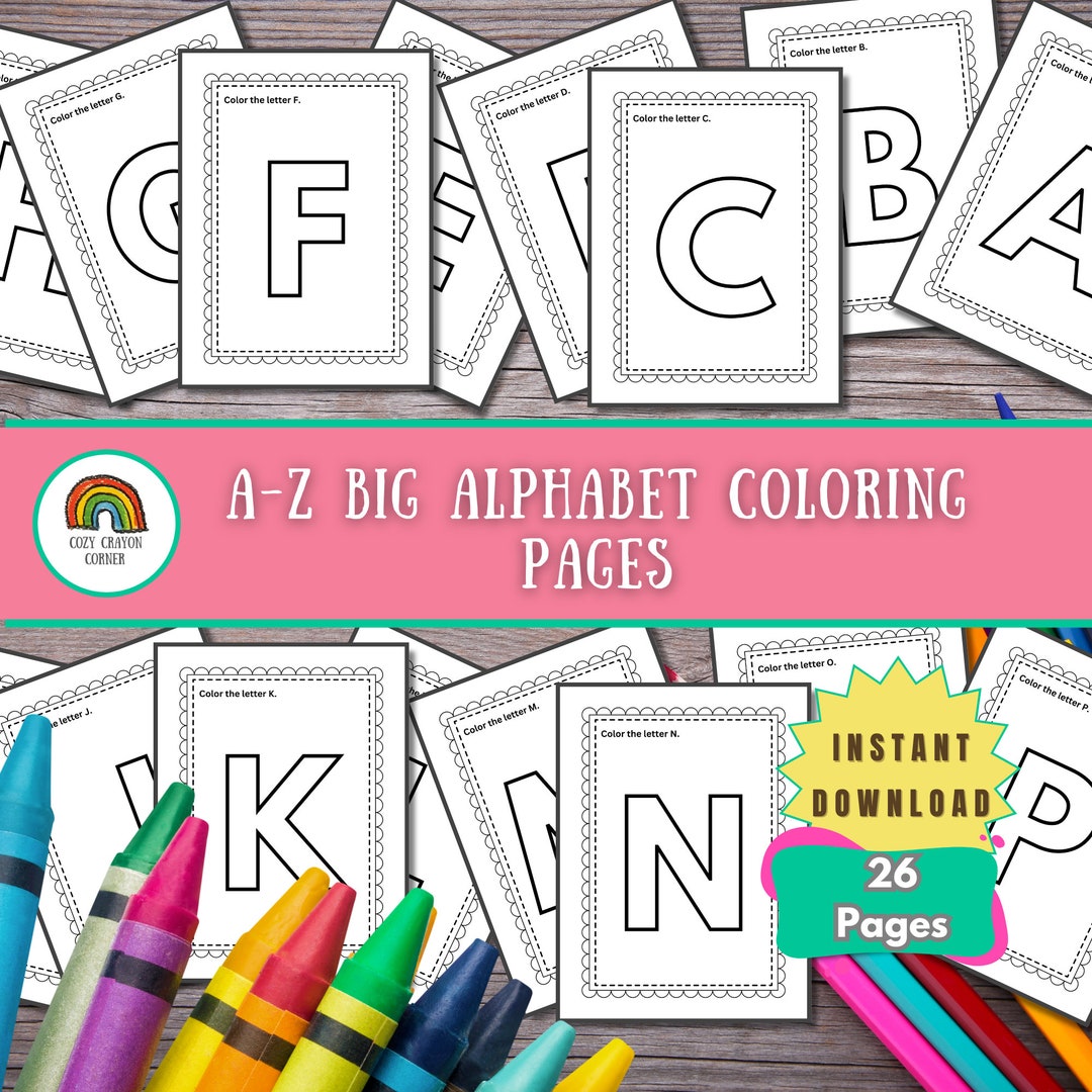 Big Letters Alphabet Coloring Pages Printable Montessori Fine Motor ...
