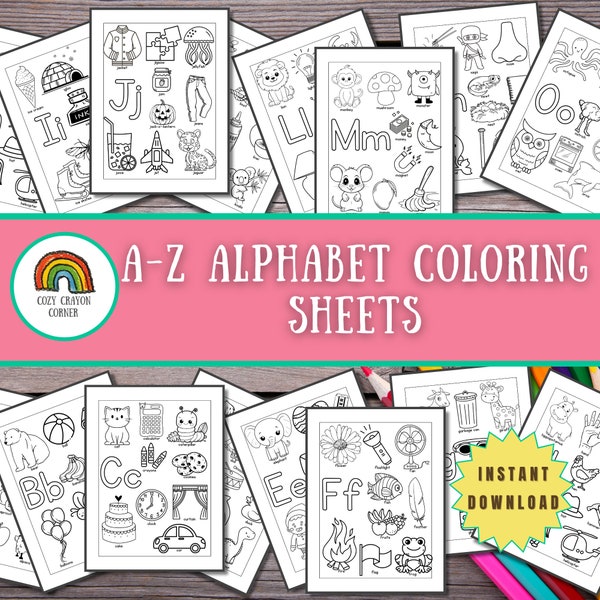 Printable Alphabet Coloring Sheets - Etsy