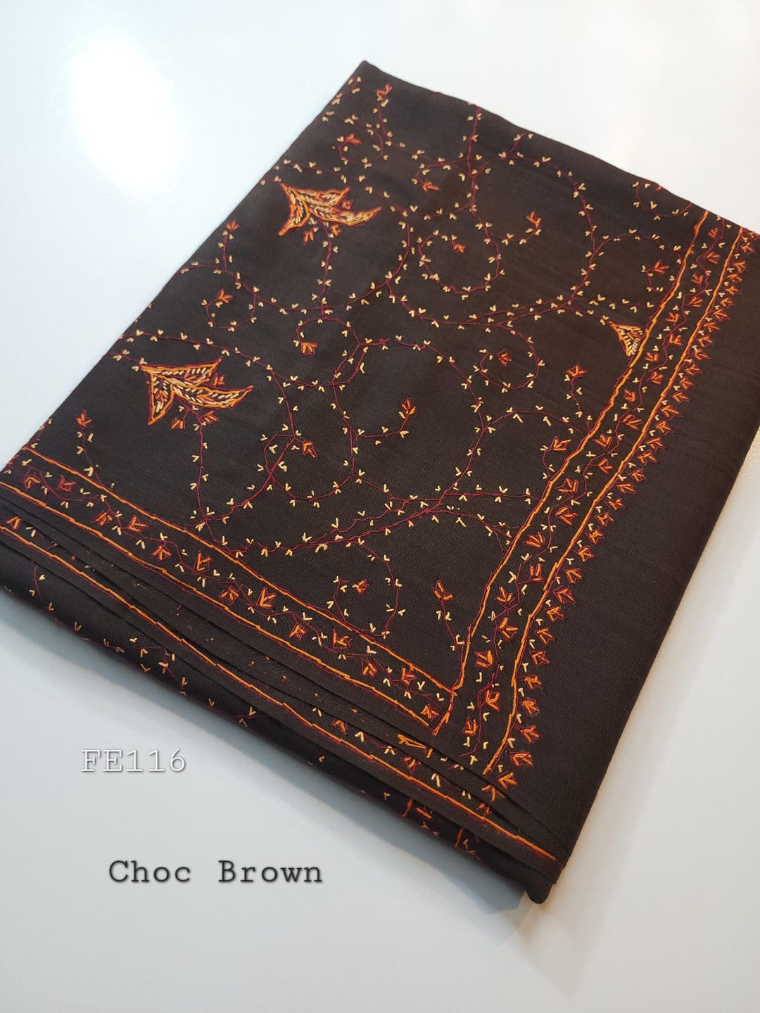 Full Sized Kashmiri Hand Embroidered Pure Pashmina Shawl, Sozni Hand ...