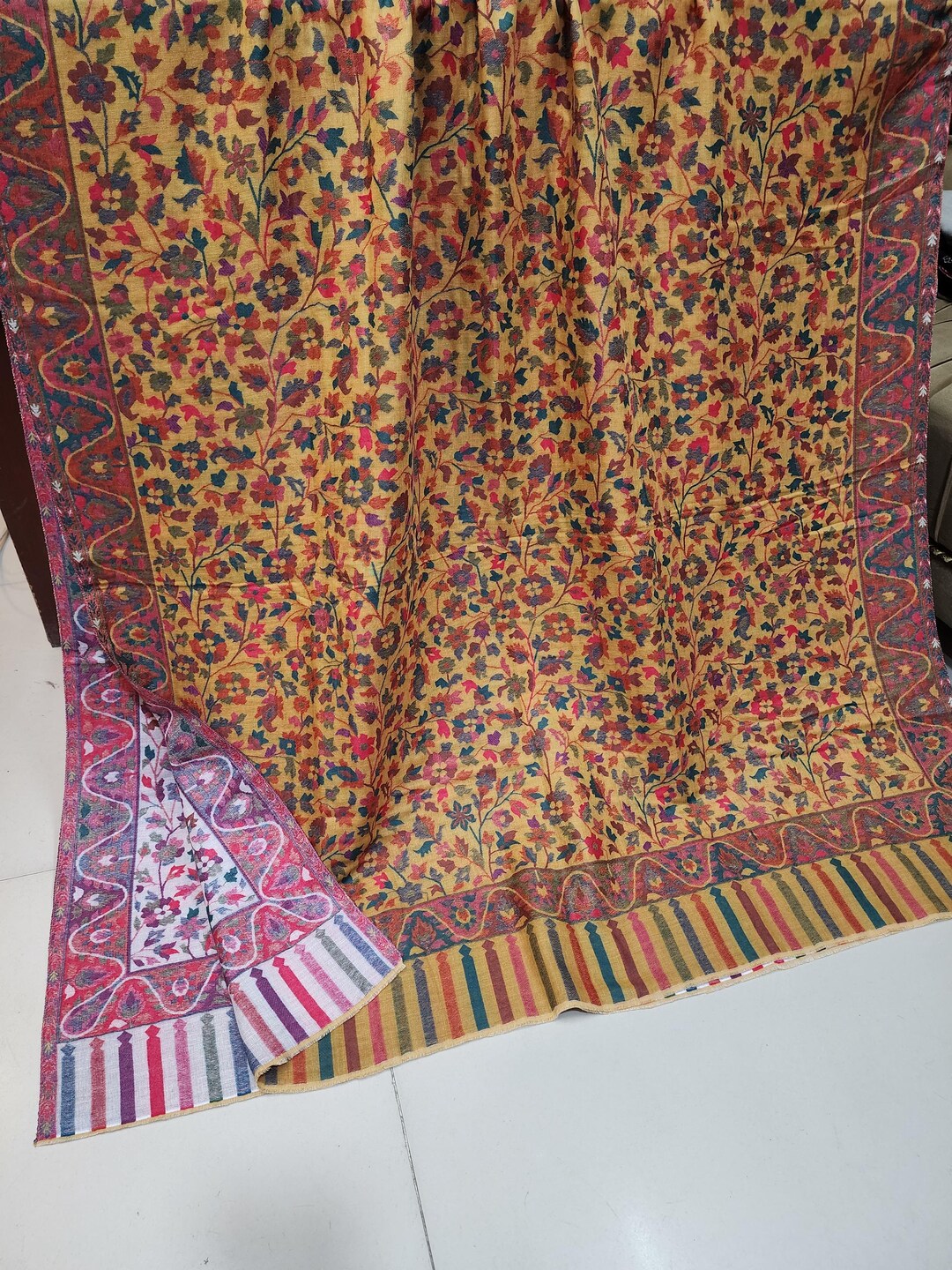 Reversible Kani Shawl Made in Kashmir Double Side Multi Color Toosh ...