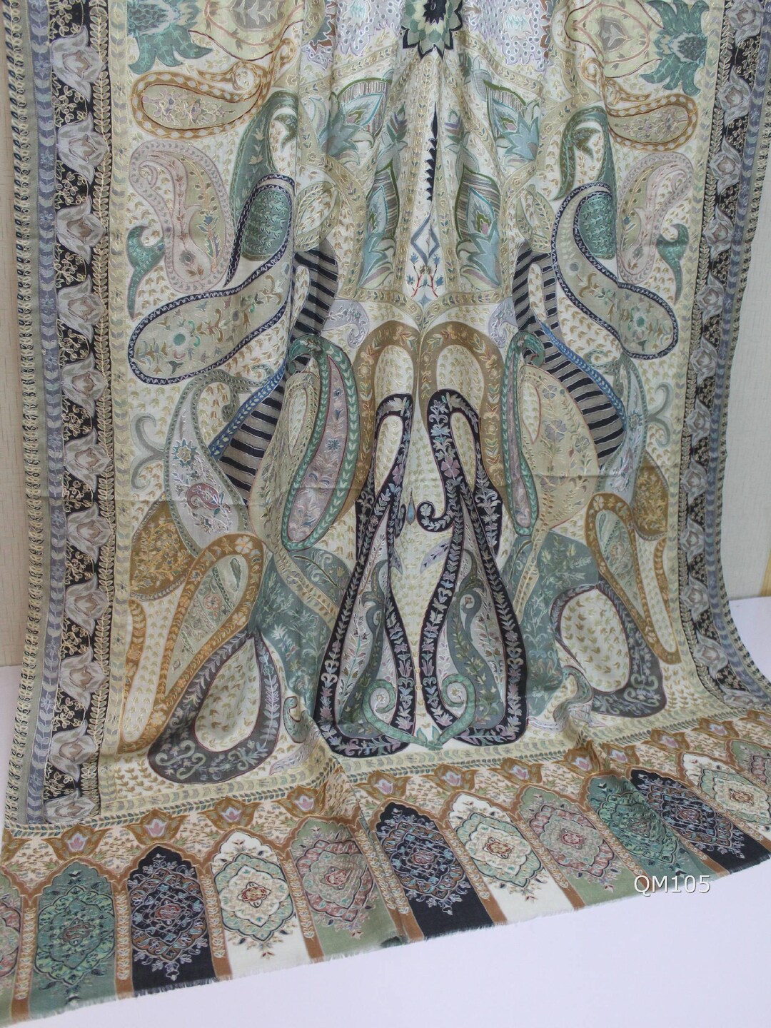 Qalamkar Kashmiri Full Size Shawl, Soft Cashmere, Cashmere Pashmina ...