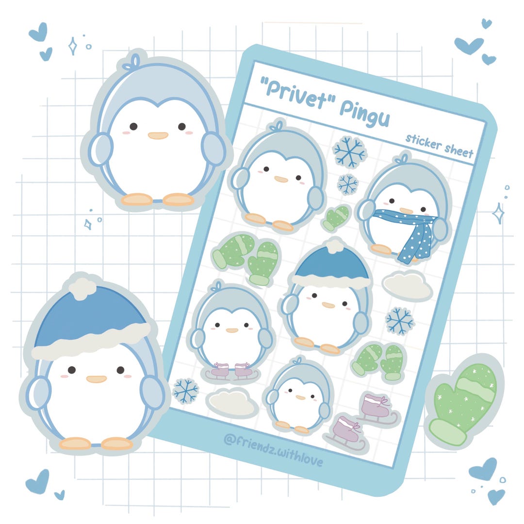 Kawaii Sticker Sheet privet Pingu Sticker Sheets Booktok Stickers ...