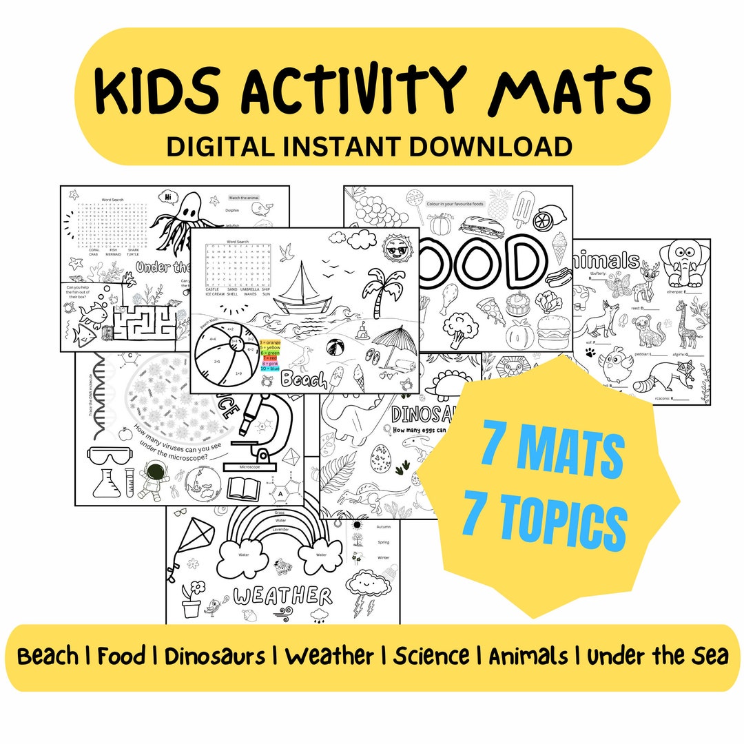 Kids Activity Mats 7-day Activity Printable for Children Kids Games ...