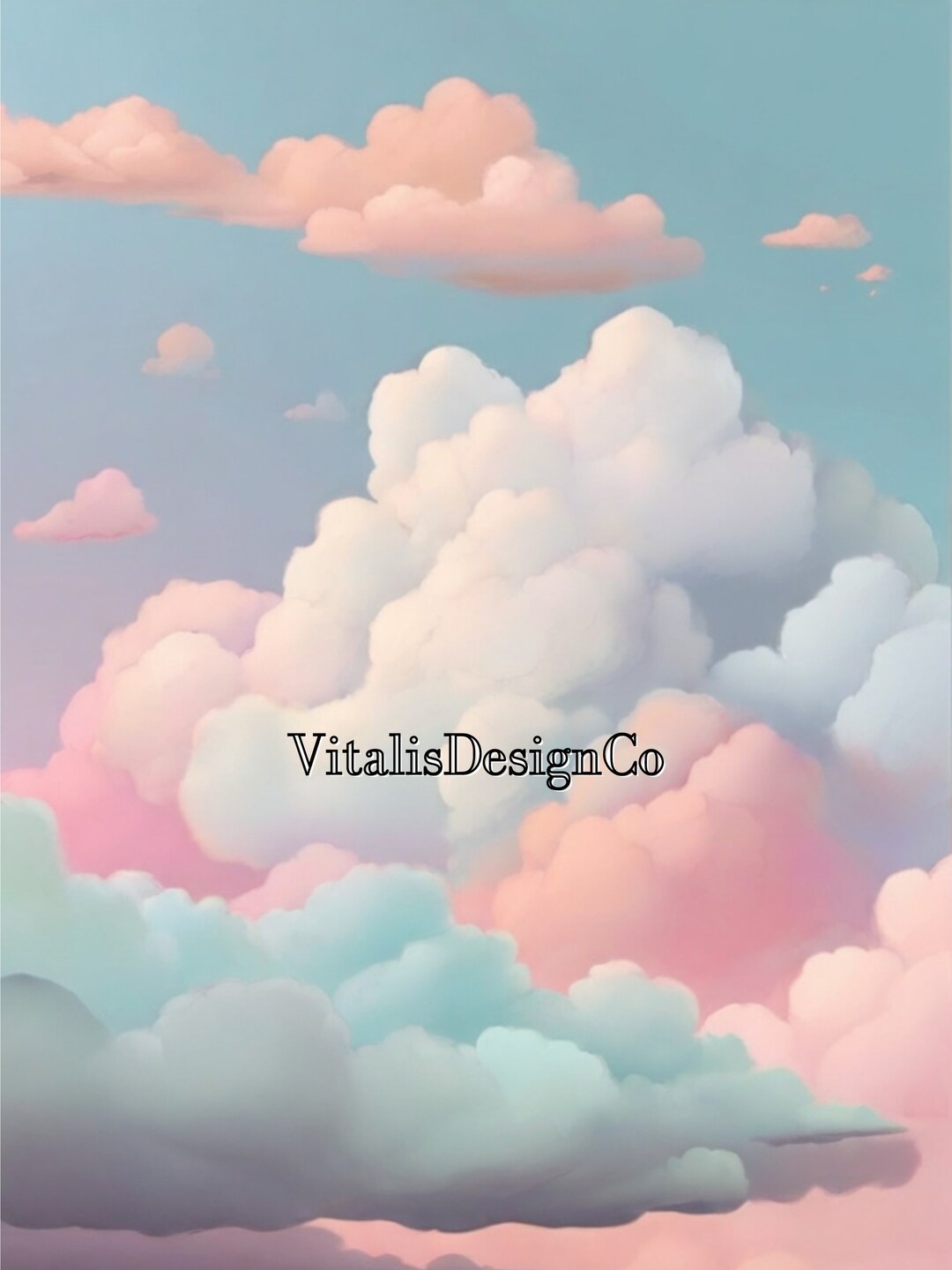 AI Generated Art | Minimalist Pastel Cumulus Clouds | Childrens and Kids Nursery Wall Artwork ...