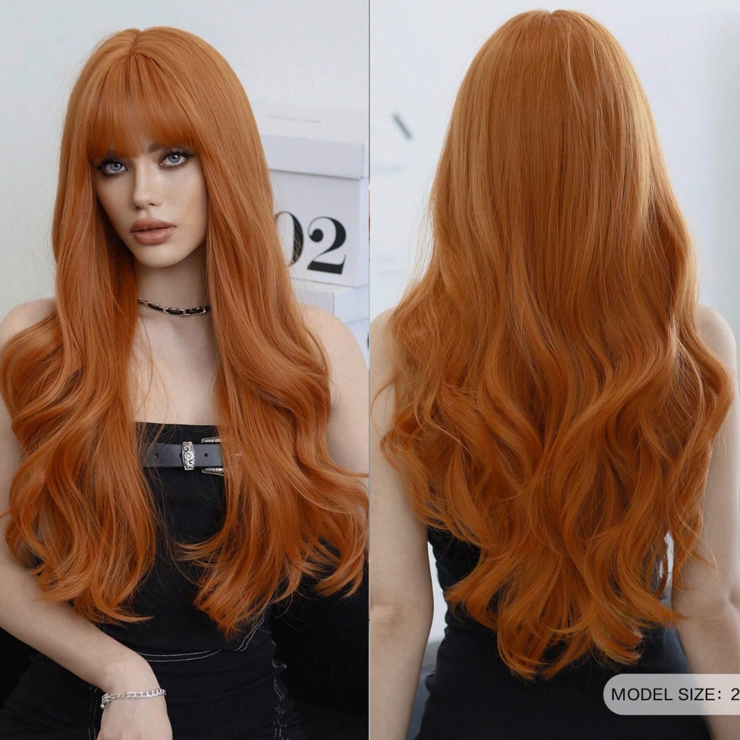 Ginger Wig With Bangs Soft Loose Long Curly Wigs for Women Fashion ...