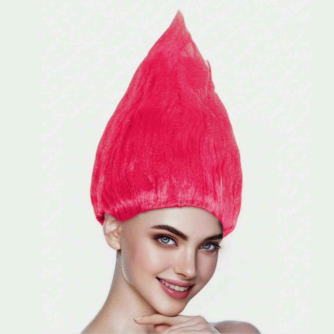 Short Pink Troll Wig Pre-styled for Party12 Inch Colored Funny Anime ...