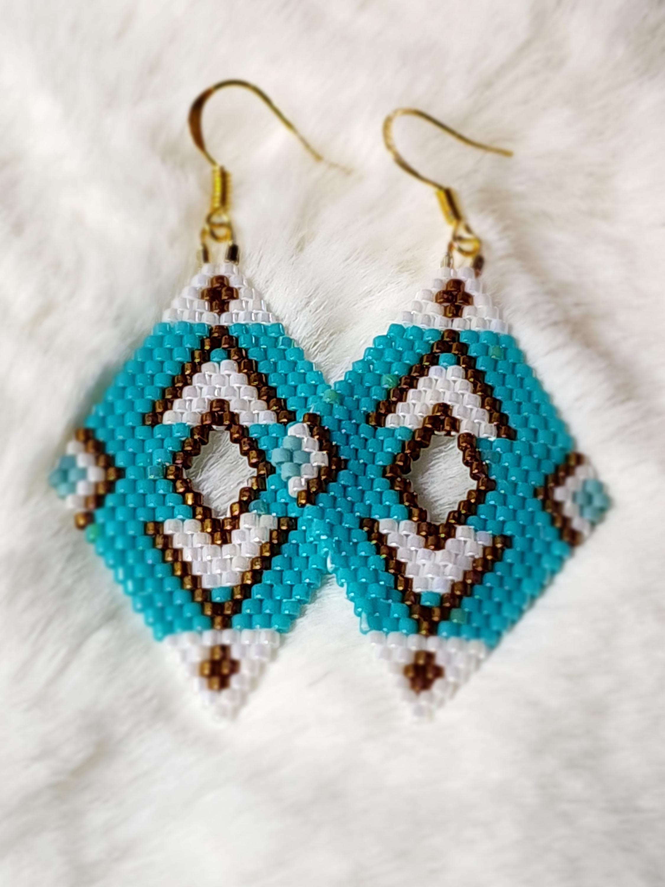 Handmade Geometric Brick Stitch Earrings - Etsy