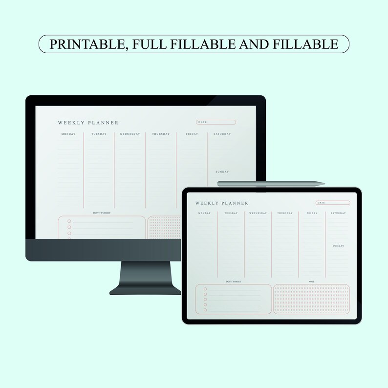 Weekly Planner Printable and Fillable as Needed, Weekly Planner ...