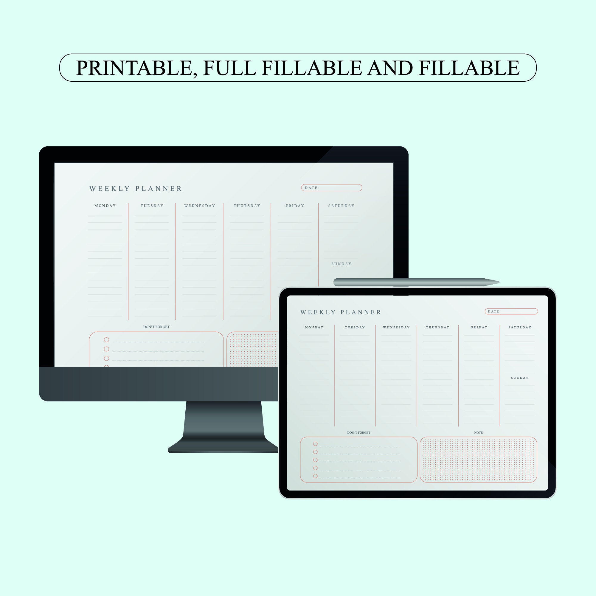 Weekly Planner Printable and Fillable as Needed, Weekly Planner ...