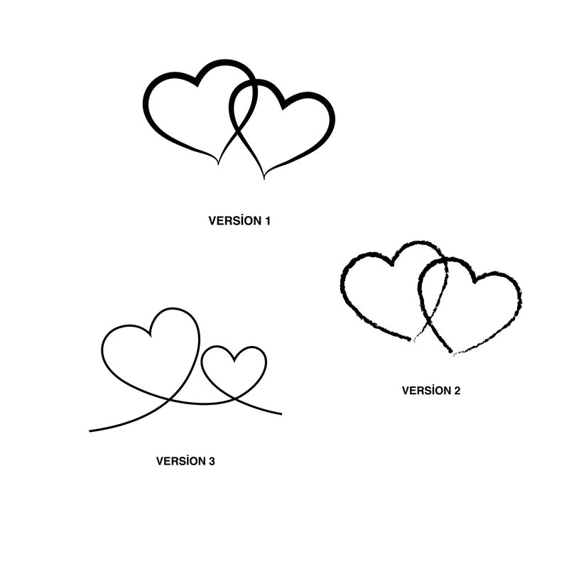 Double Hearts Bundle , Black, White and Red Love Hearts Bundle Instant ...