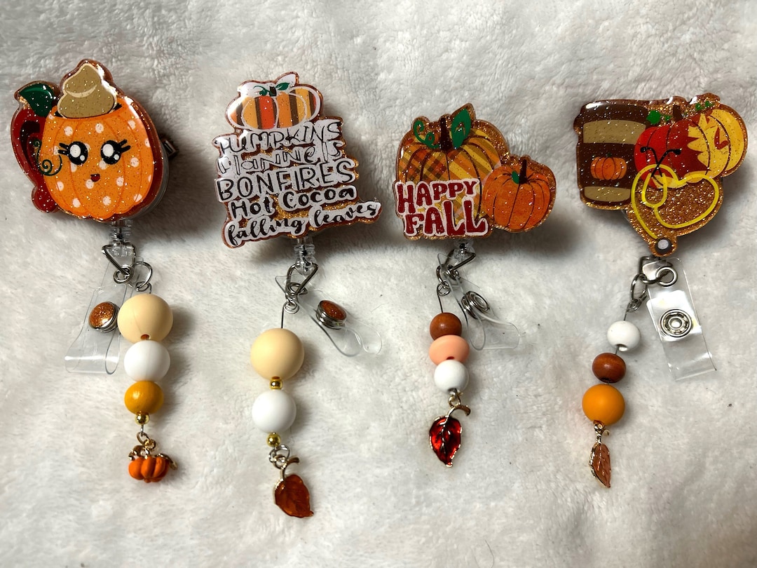 Cute, Fall Badge Reels. ID Badge Holder, Badge Clip, Name Badge ...