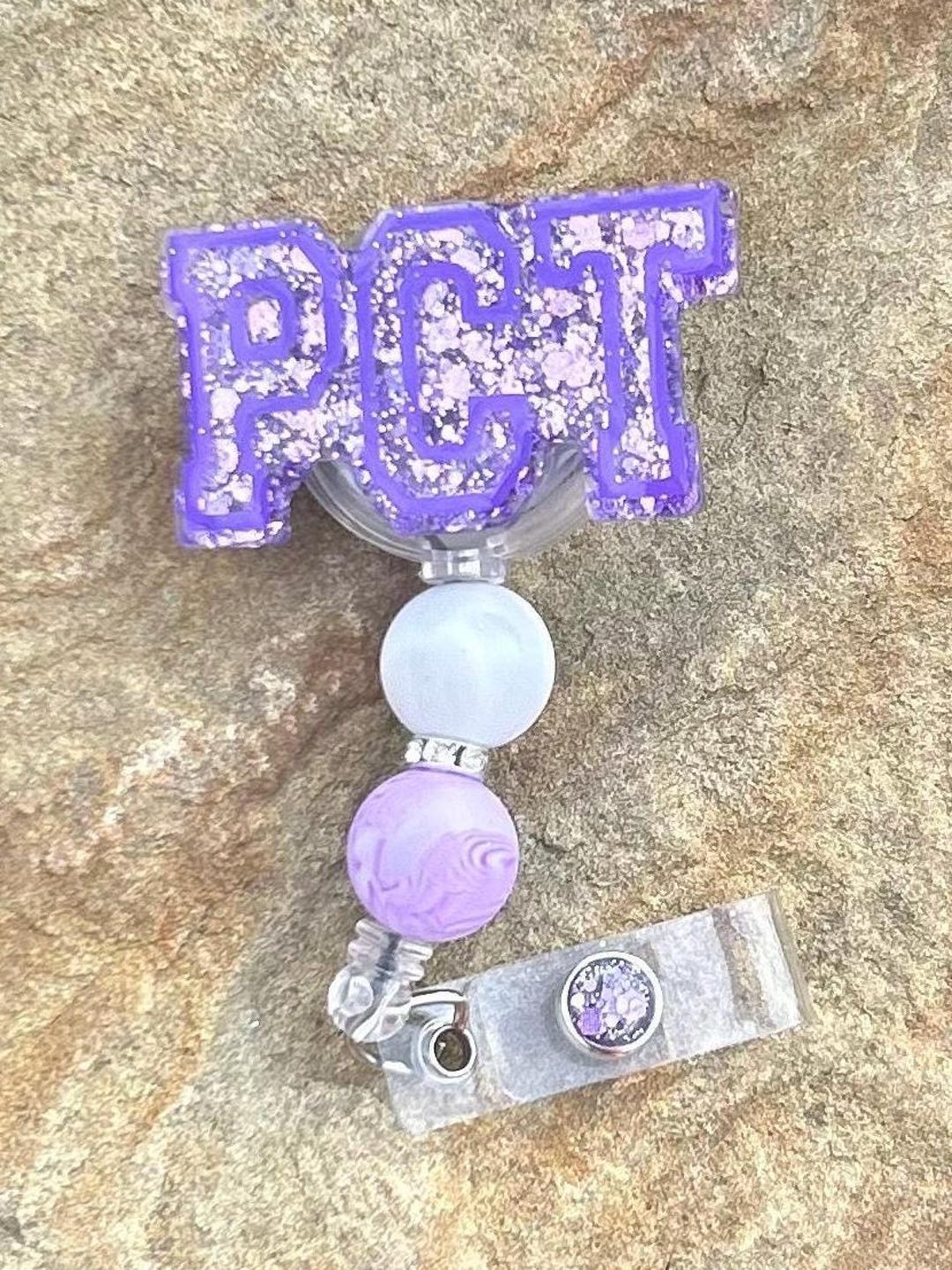 Sparkly and Purple Patient Care Tech-retractable Badge Reel | Cute PCT ...