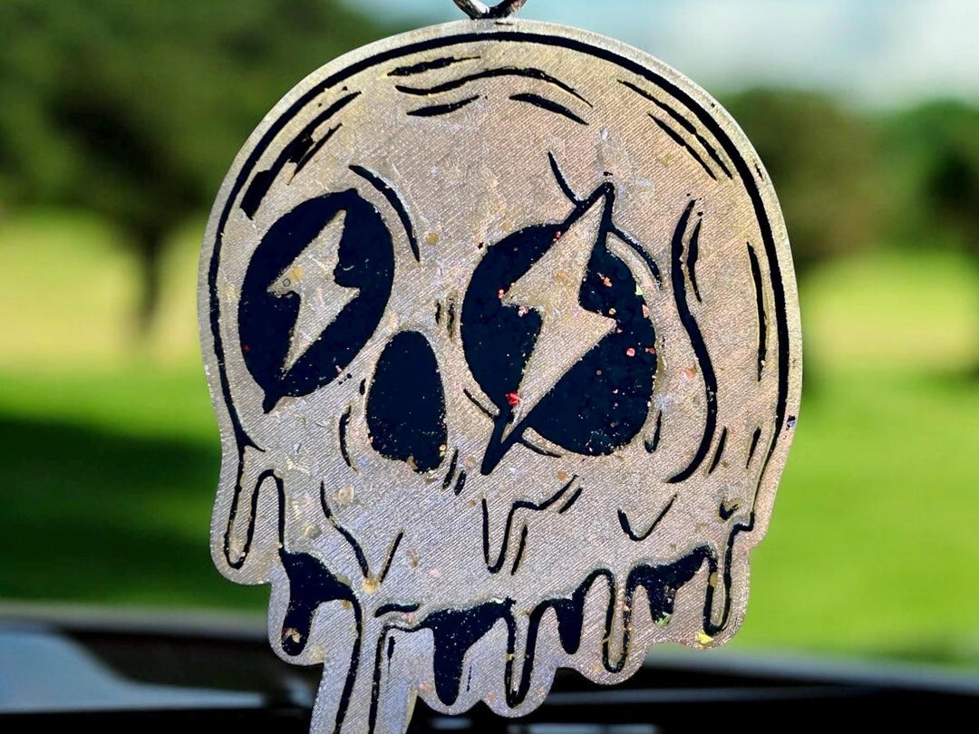 Dripping Skull Car Freshie: Gothic Black & Silver Air Freshener - Etsy