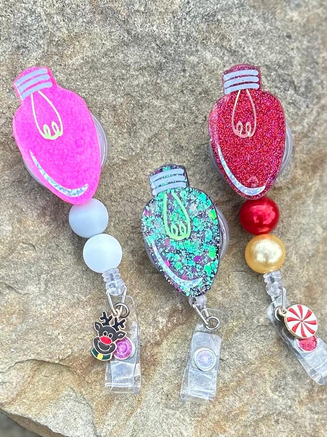 Christmas Light Bulb Badge Reel,retractable ID Holder for Nurse,cute ...