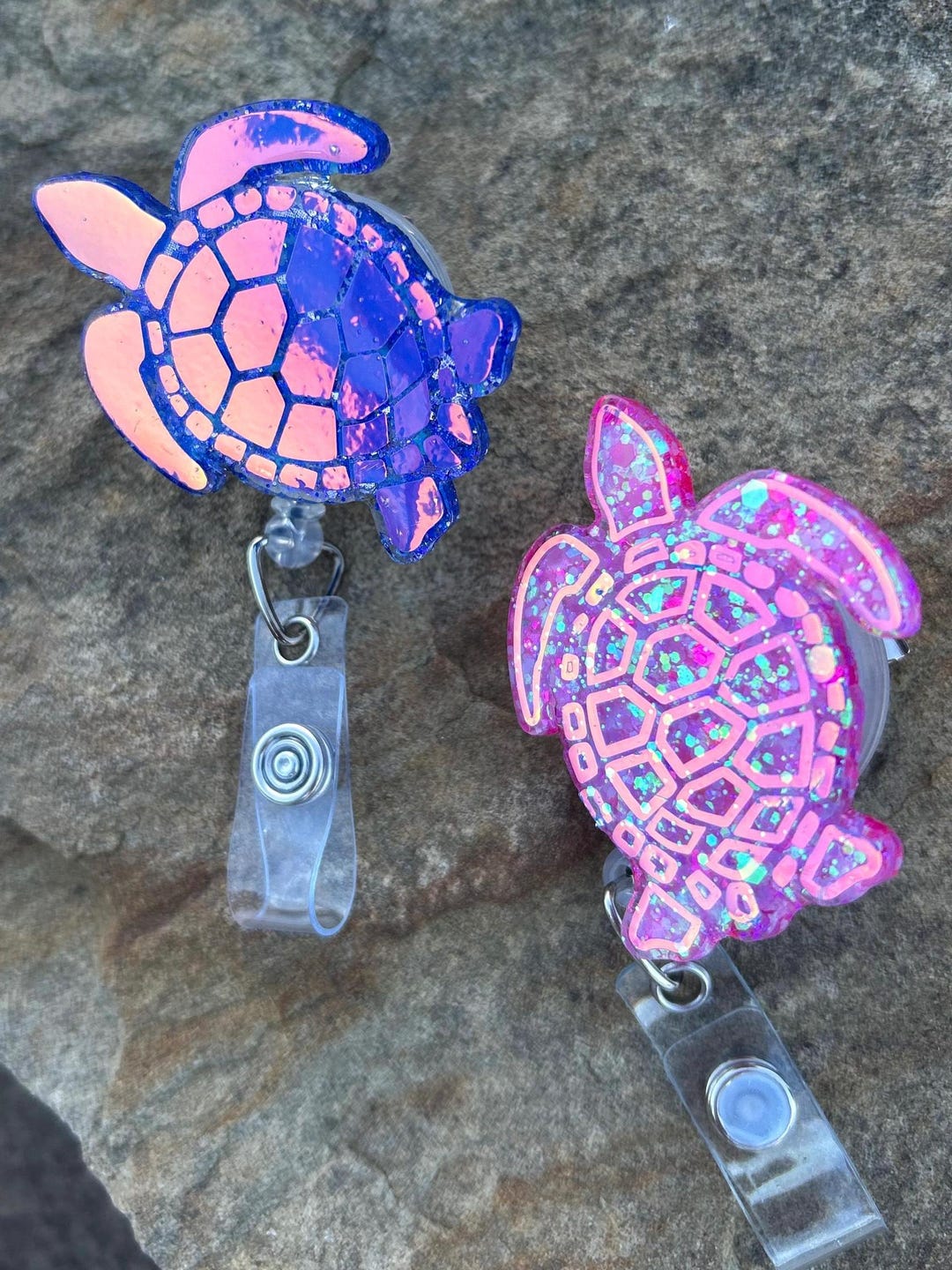Adorable Sparkly Sea - Turtle Retractable Badge Reel | Glitter Marine ...