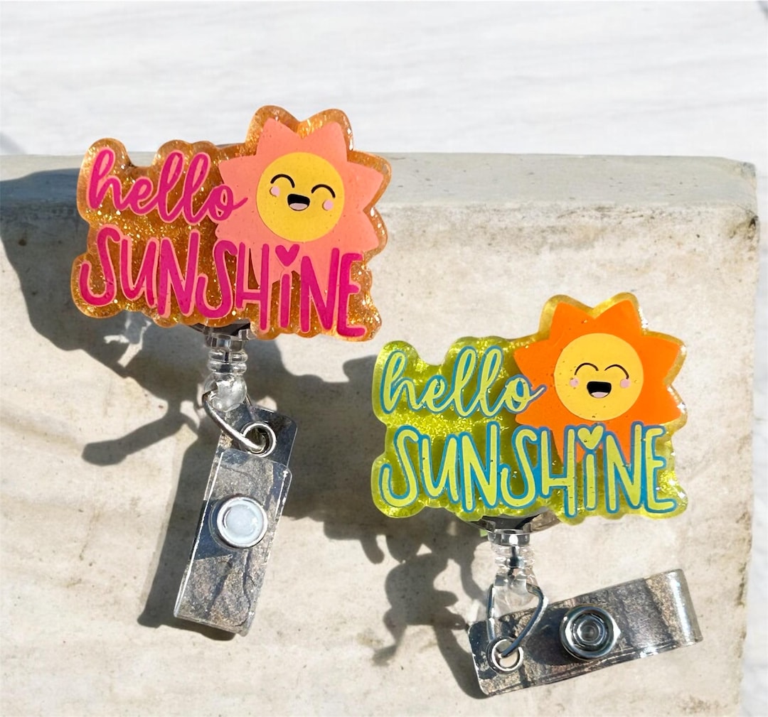 Hello Sunshine Retractable Badge Reel: Cheerful Sun Badge Holder - Etsy
