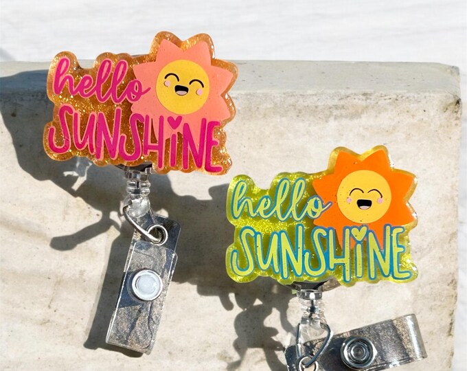 Hello Sunshine Retractable Badge Reel: Cheerful Sun Badge Holder - Etsy