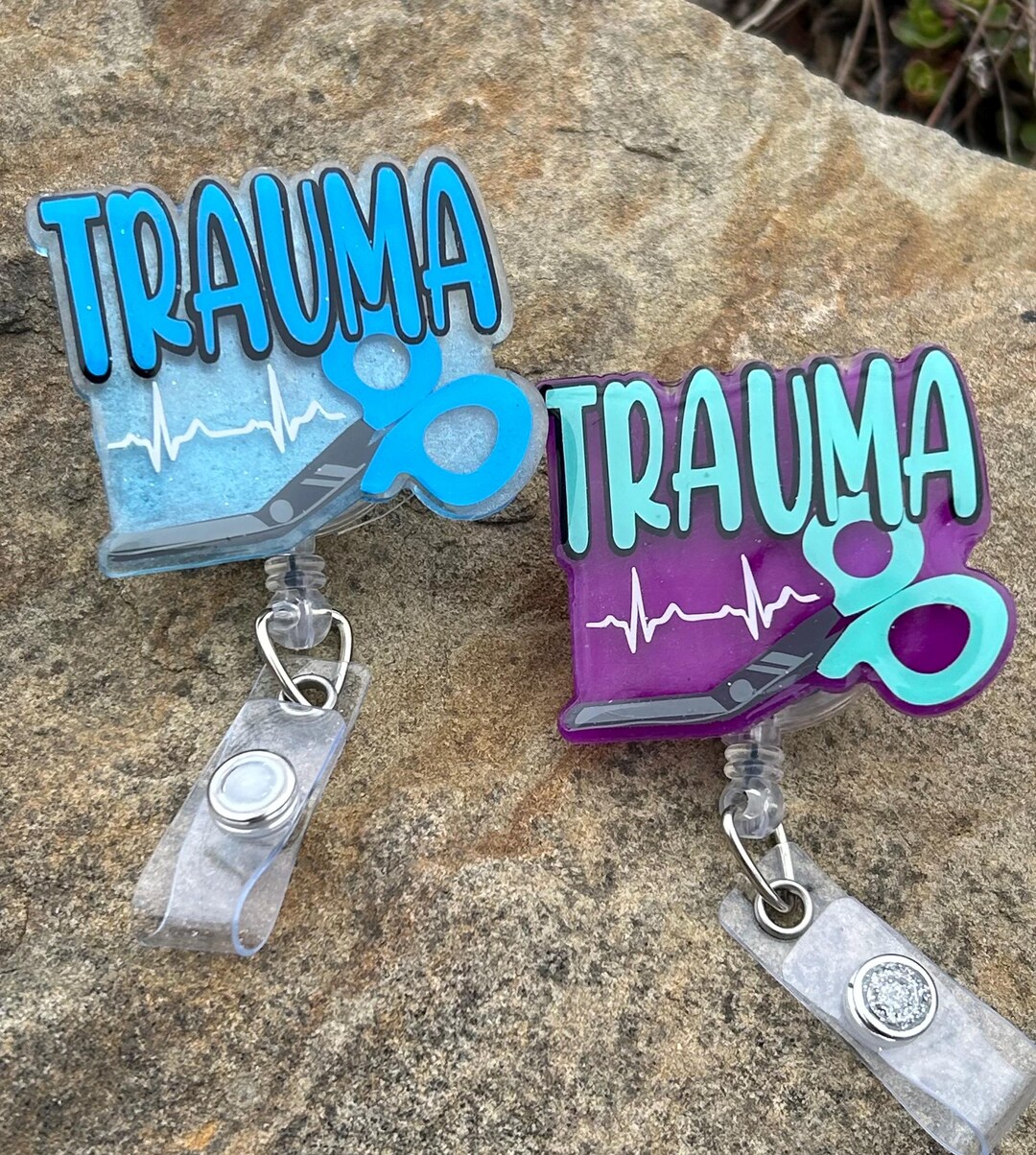 Handmade Trauma Nurse Badge Reel, Trauma Shears Lifeline Design ...