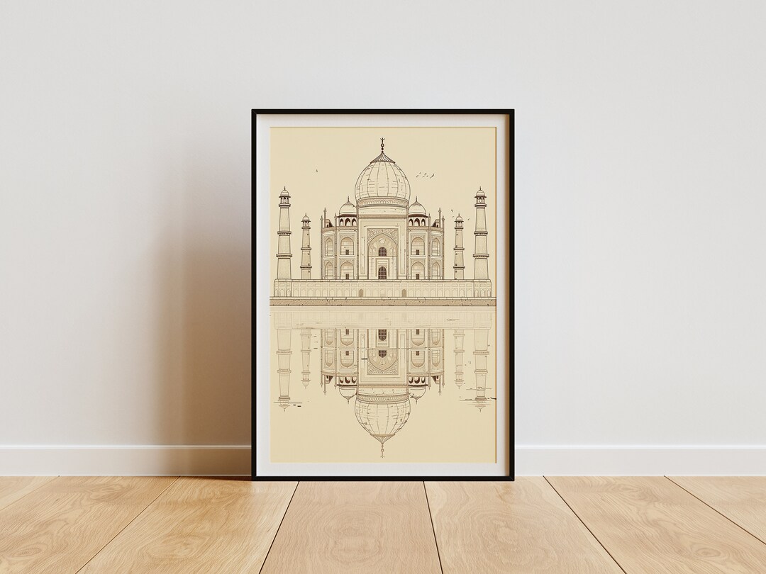 Taj Mahal Line Art Print Poster: Minimalist Architectural Decor ...