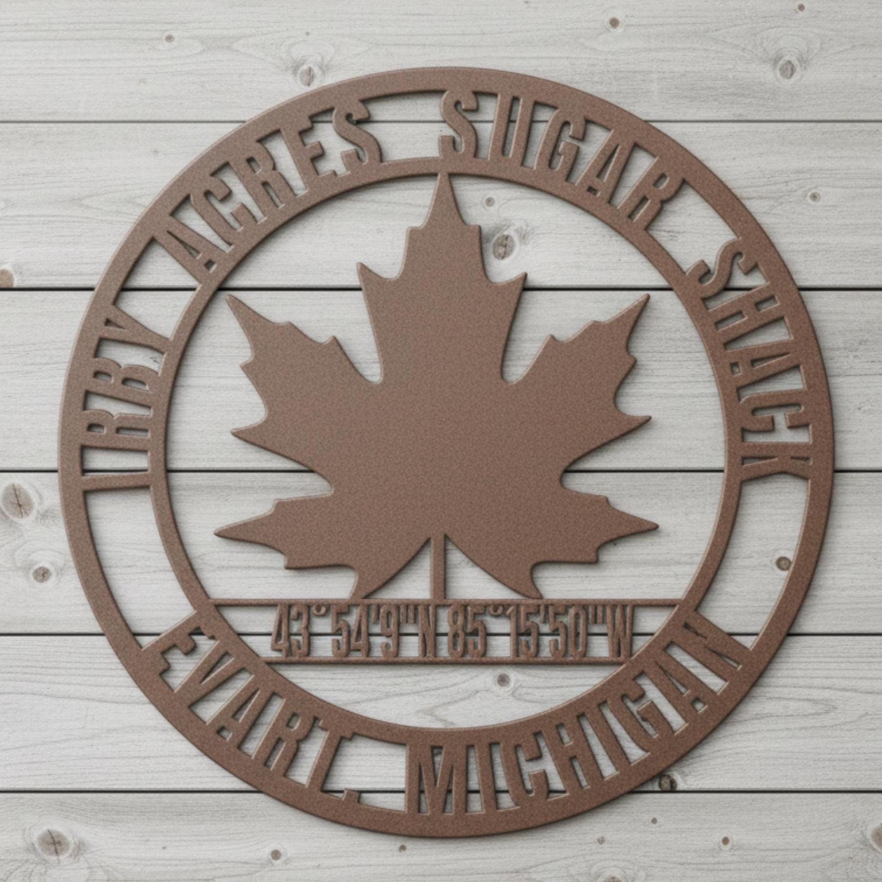 Personalized Maple Syrup Sign: Custom Sugar Shack Metal Wall Art, GPS ...