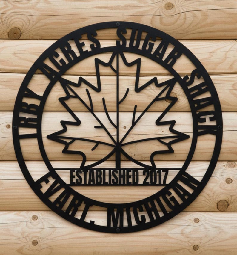 Personalized Maple Syrup Sign: Custom Sugar Shack Metal Wall Art, GPS ...
